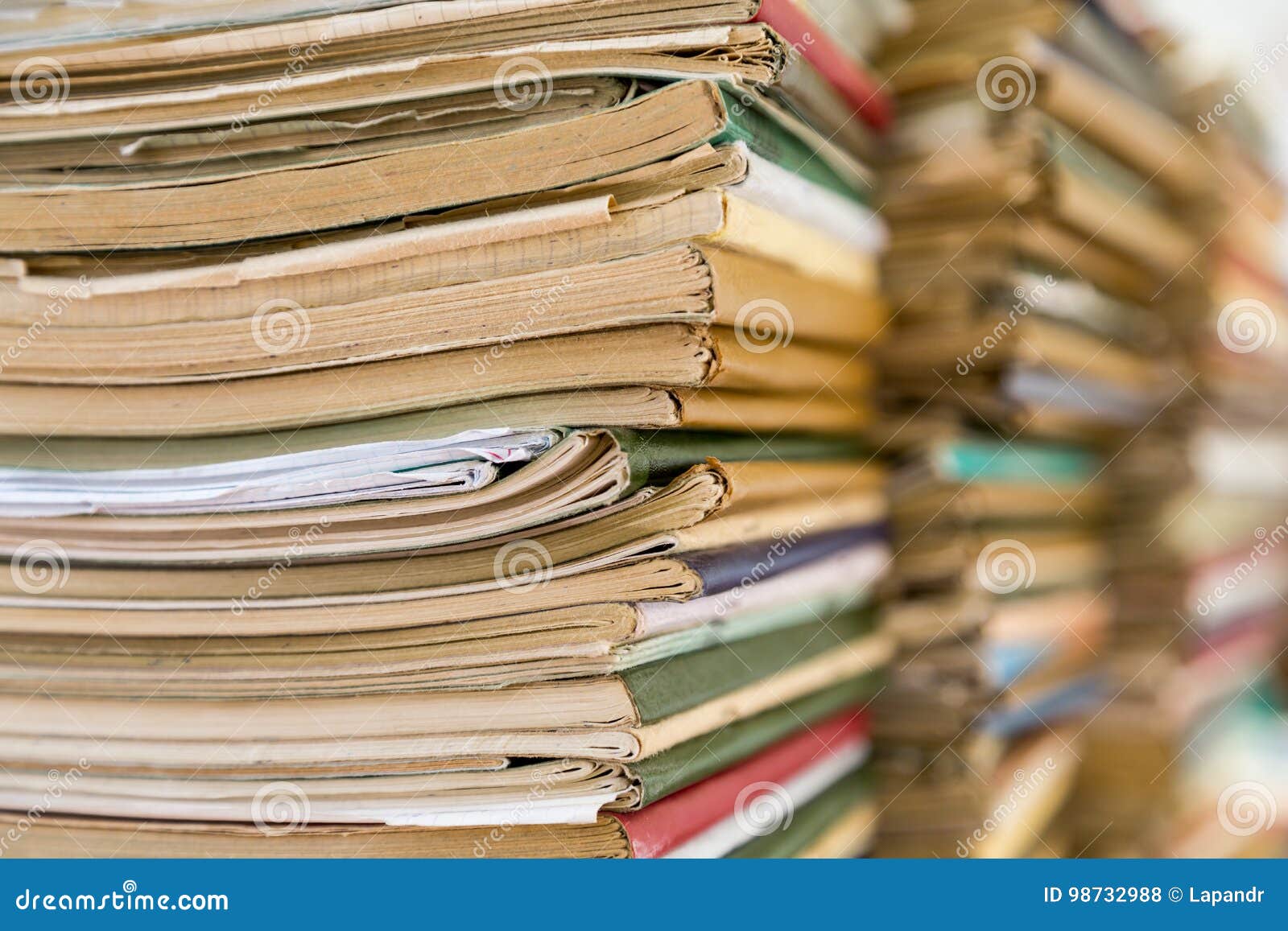 A Stack of Old School Notebooks. Multicolored Cover Stock Photo - Image ...