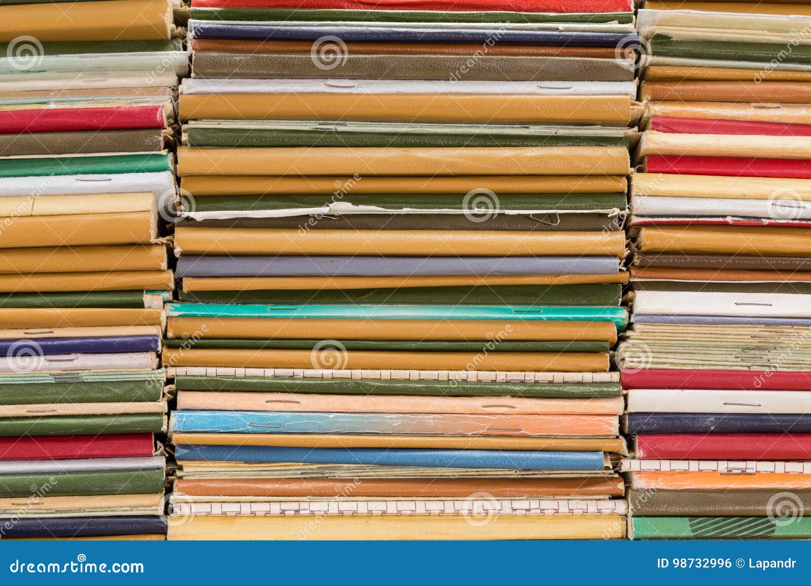 A Stack of Old School Notebooks. Multicolored Cover Stock Photo - Image ...