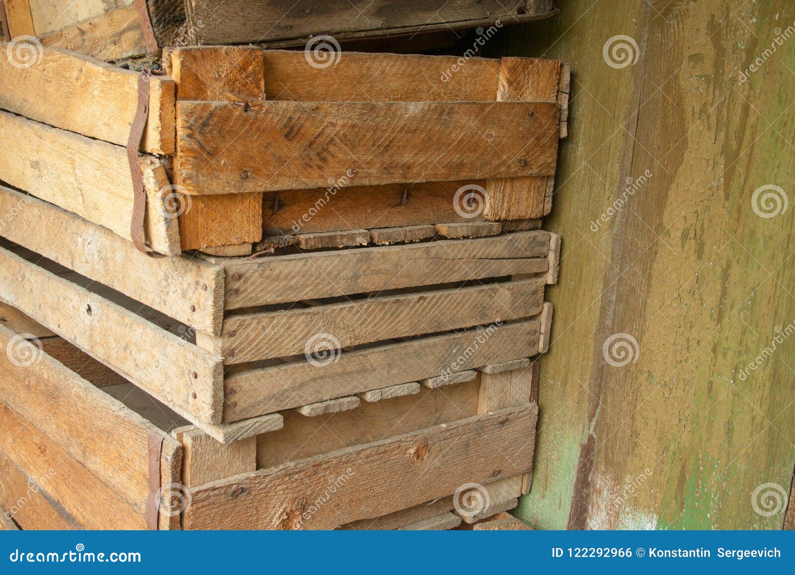 A Stack of Old Wooden Boxes Stock Photo - Image of merchandise, empty ...