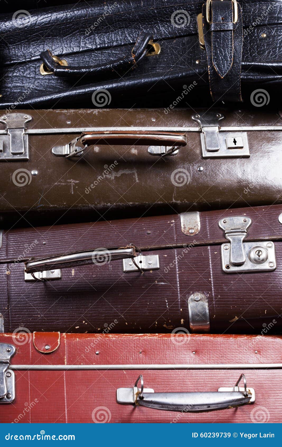 Stack of old suitcases stock image. Image of pile, leather - 60239739