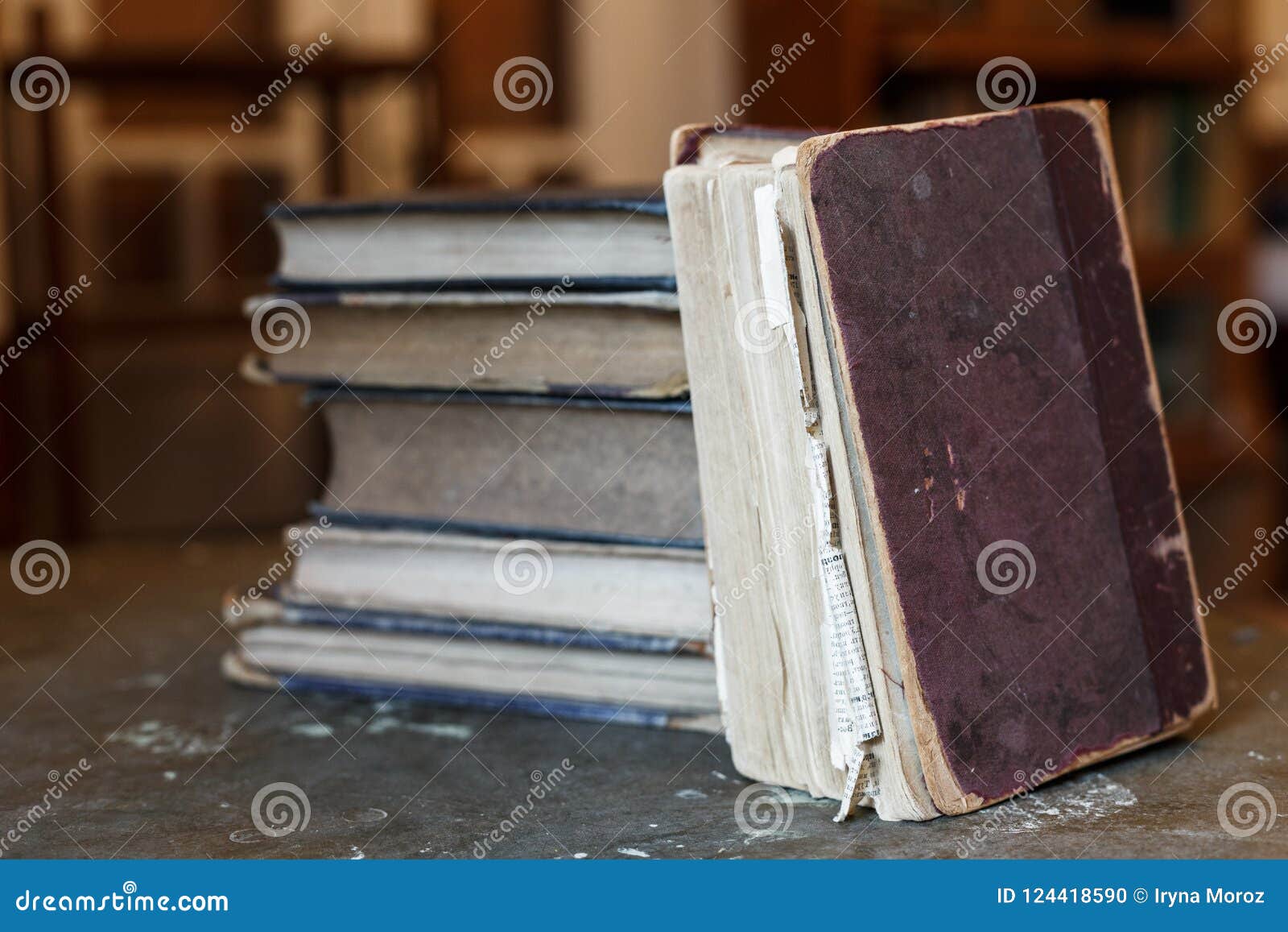 A Stack of Old Tattered Books. Stock Photo - Image of school, document ...