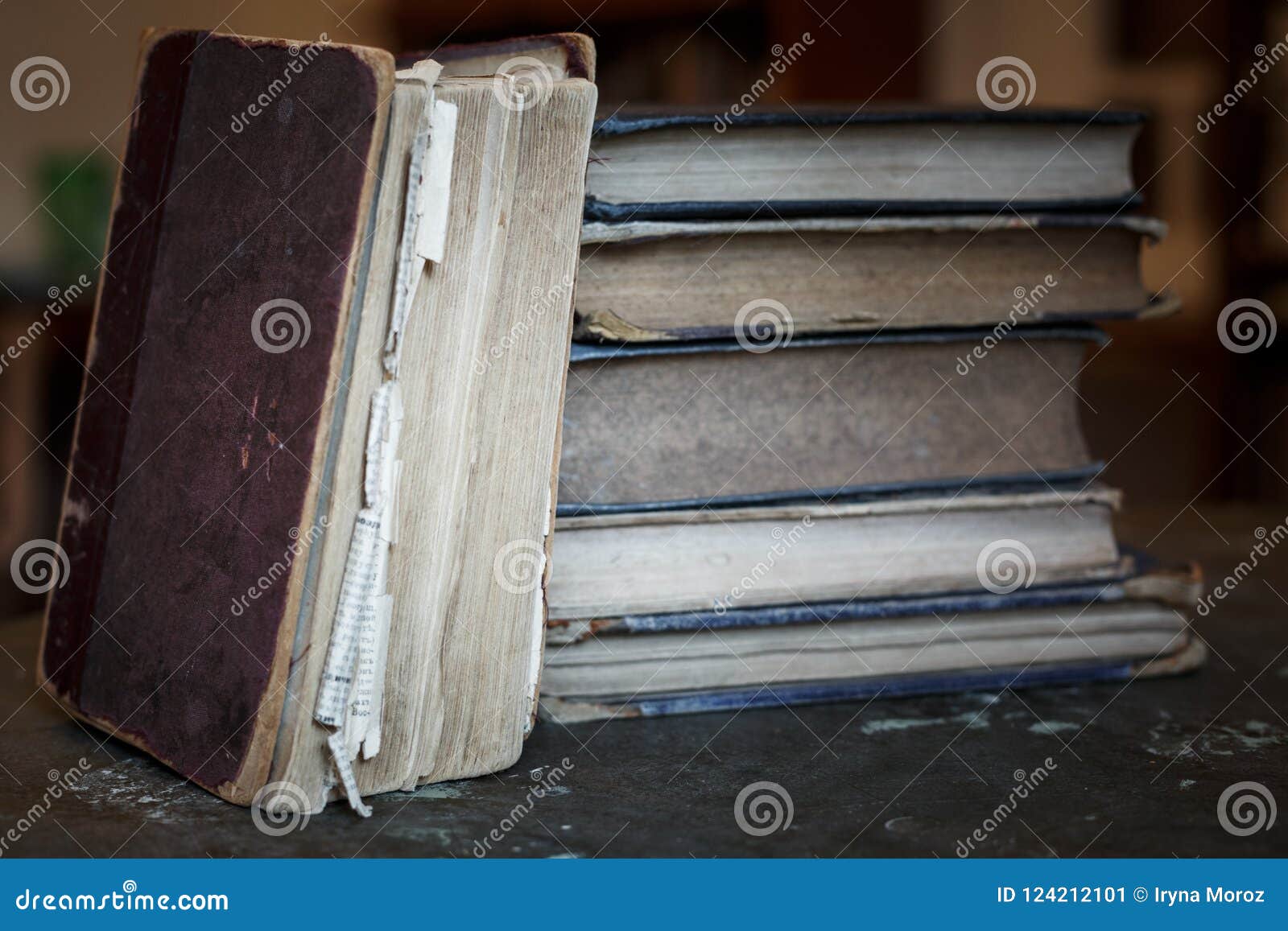 A Stack of Old Tattered Books. Stock Image - Image of background ...
