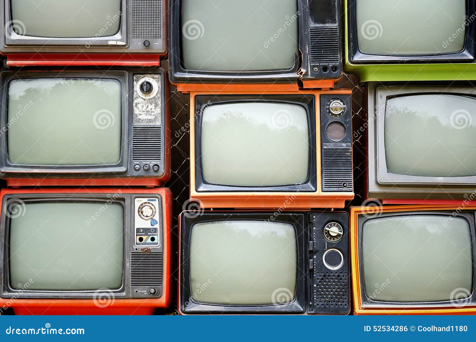 Stack of old televisions stock photo. Image of entertainment - 52534286