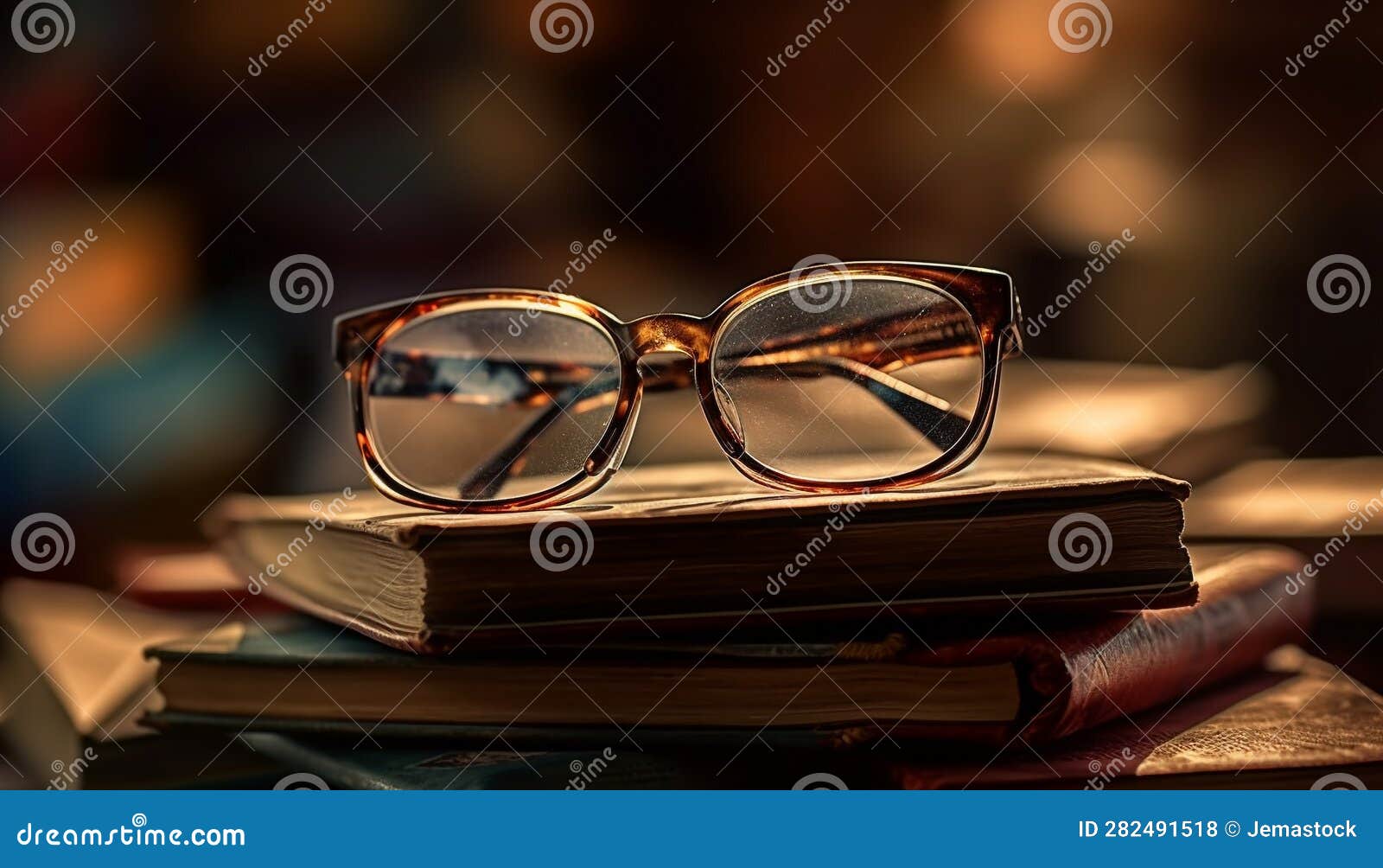 Stack of Old Textbooks on Bookshelf, a Wisdom Collection Generated by ...