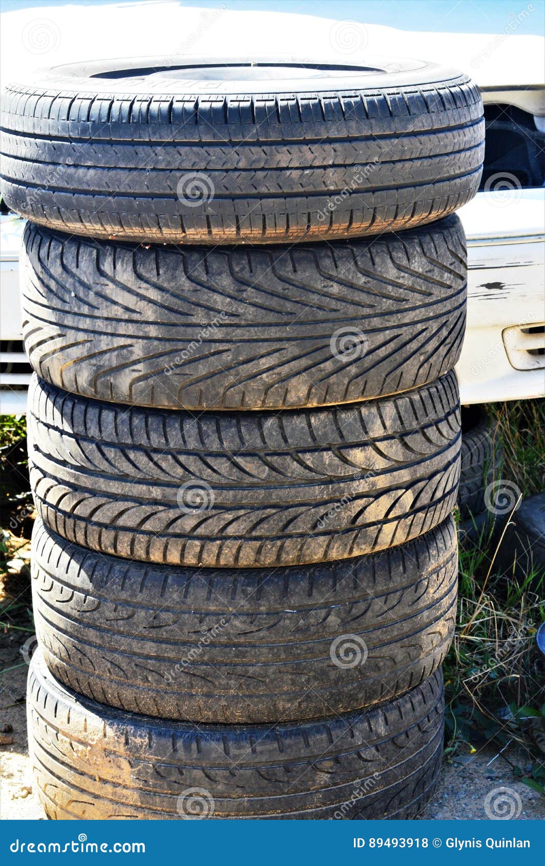 Stack of old tires stock photo. Image of stack, obsolete - 89493918