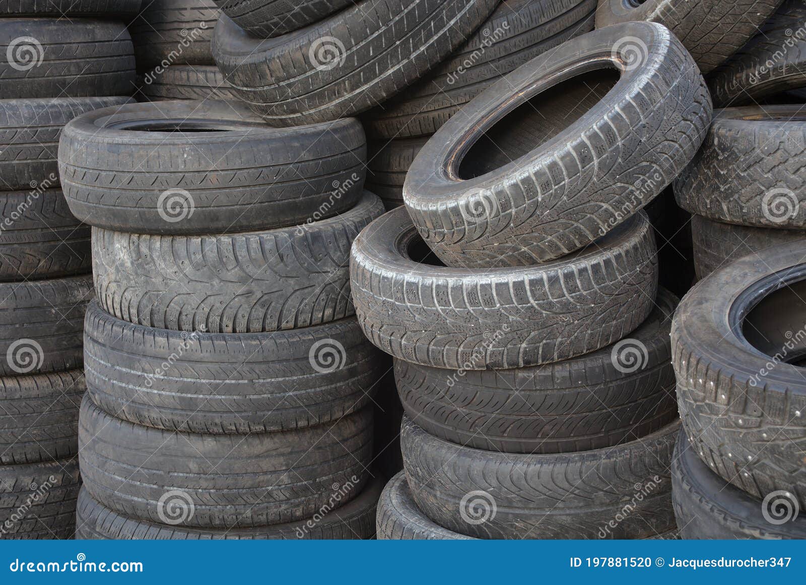 Stack of Old Tires for Rubber Recycling Stock Photo - Image of used ...