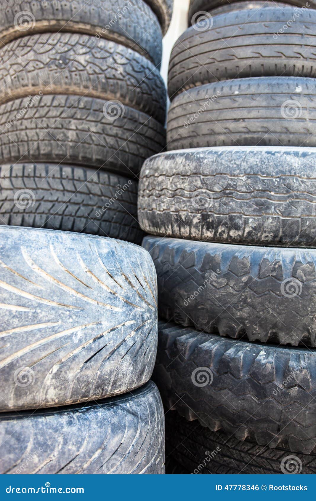 Stack of the Old Used Tire Covers. Stock Photo - Image of cover ...