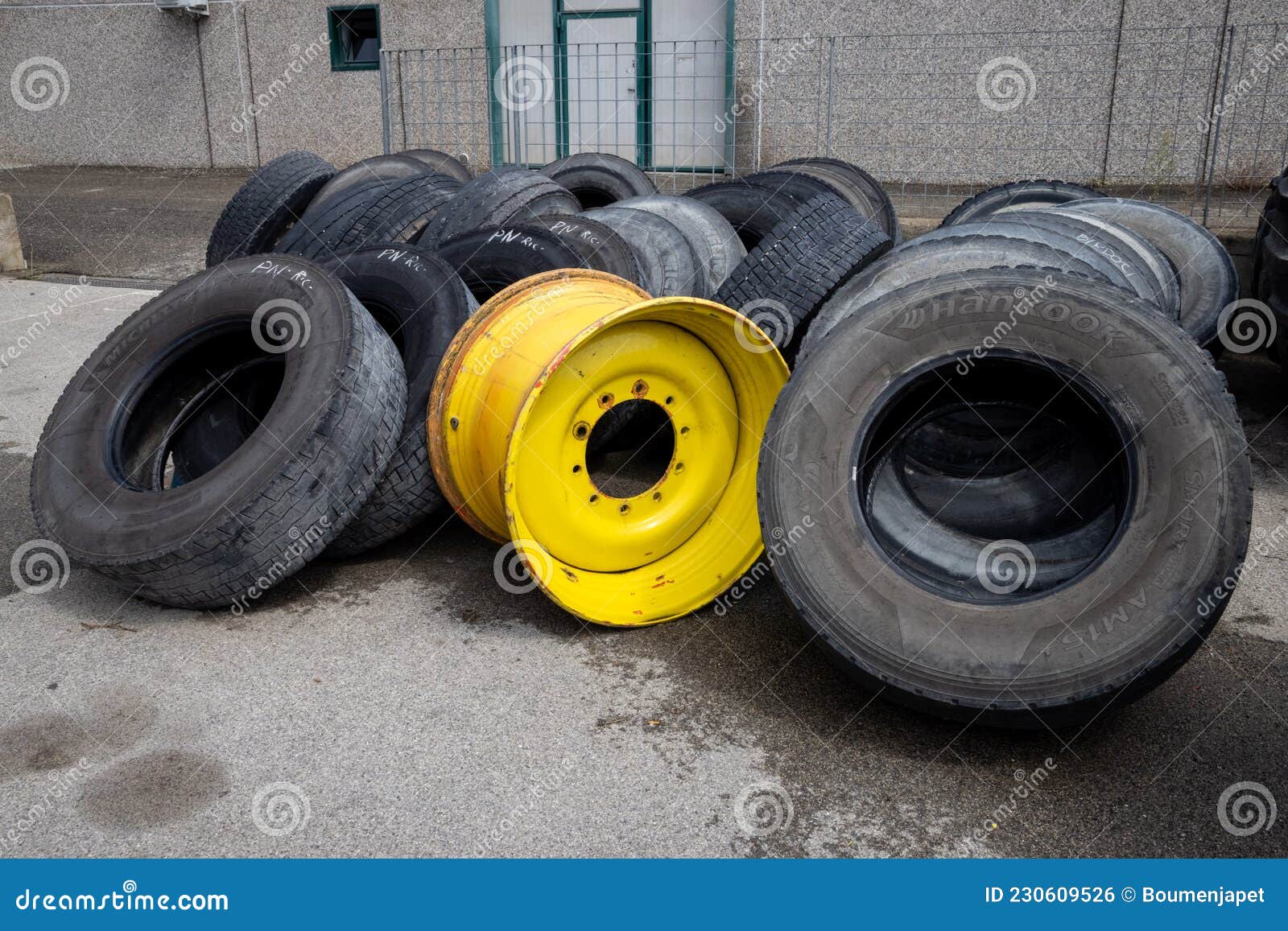 Stack of Old Used Tires of Different Sizes and Types in Abandoned Scrap ...