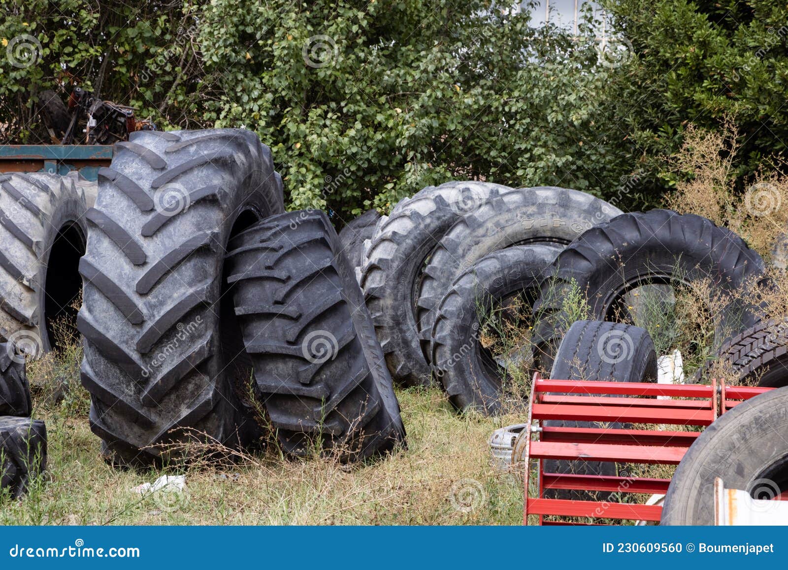 Stack of Old Used Tires of Different Sizes and Types in Abandoned Scrap ...