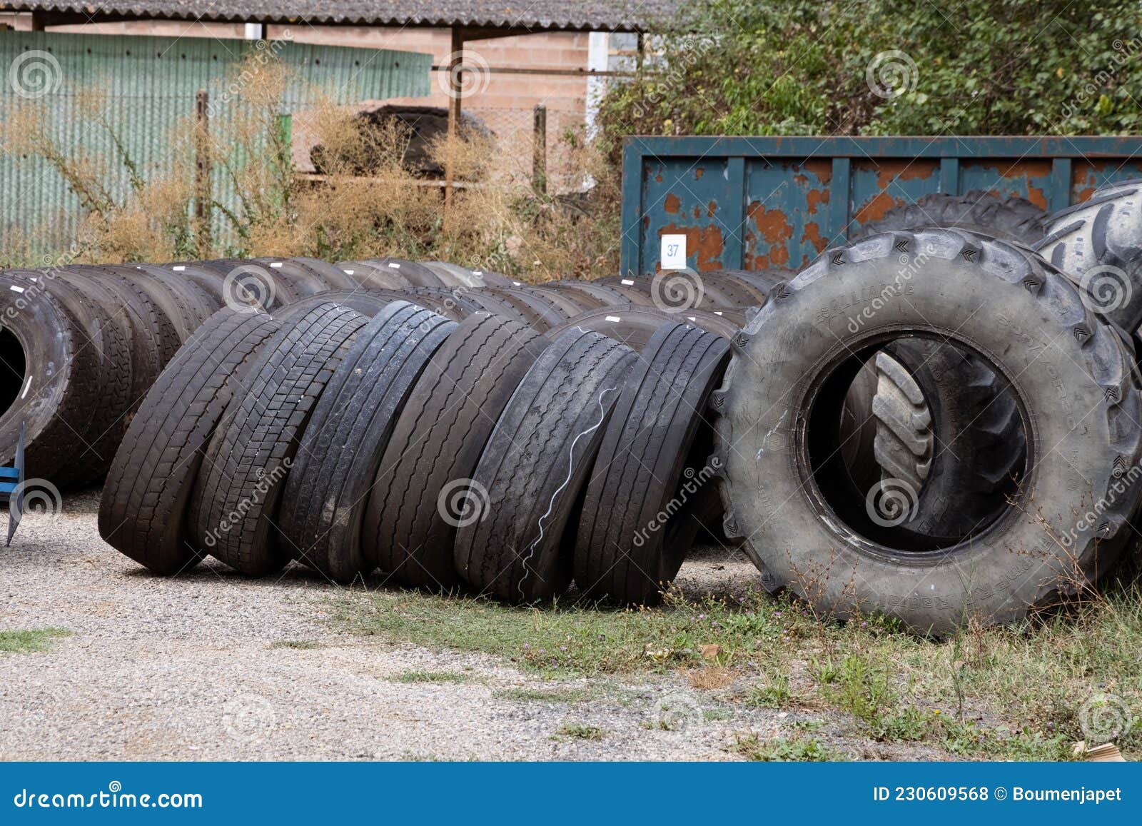 Stack of Old Used Tires of Different Sizes and Types in Abandoned Scrap ...