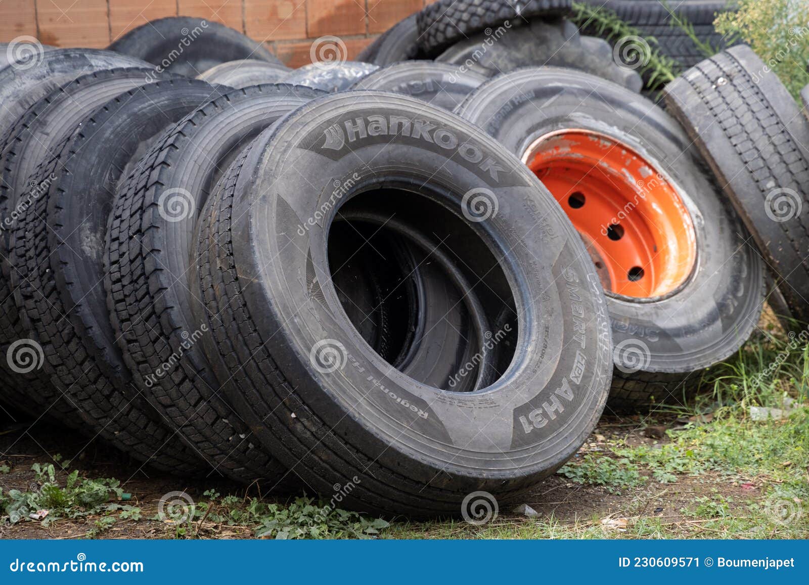 Stack of Old Used Tires of Different Sizes and Types in Abandoned Scrap ...