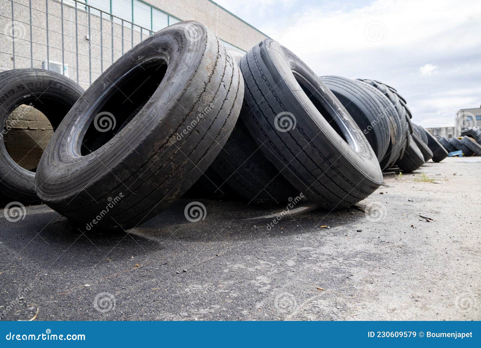 Stack of Old Used Tires of Different Sizes and Types in Abandoned Scrap ...