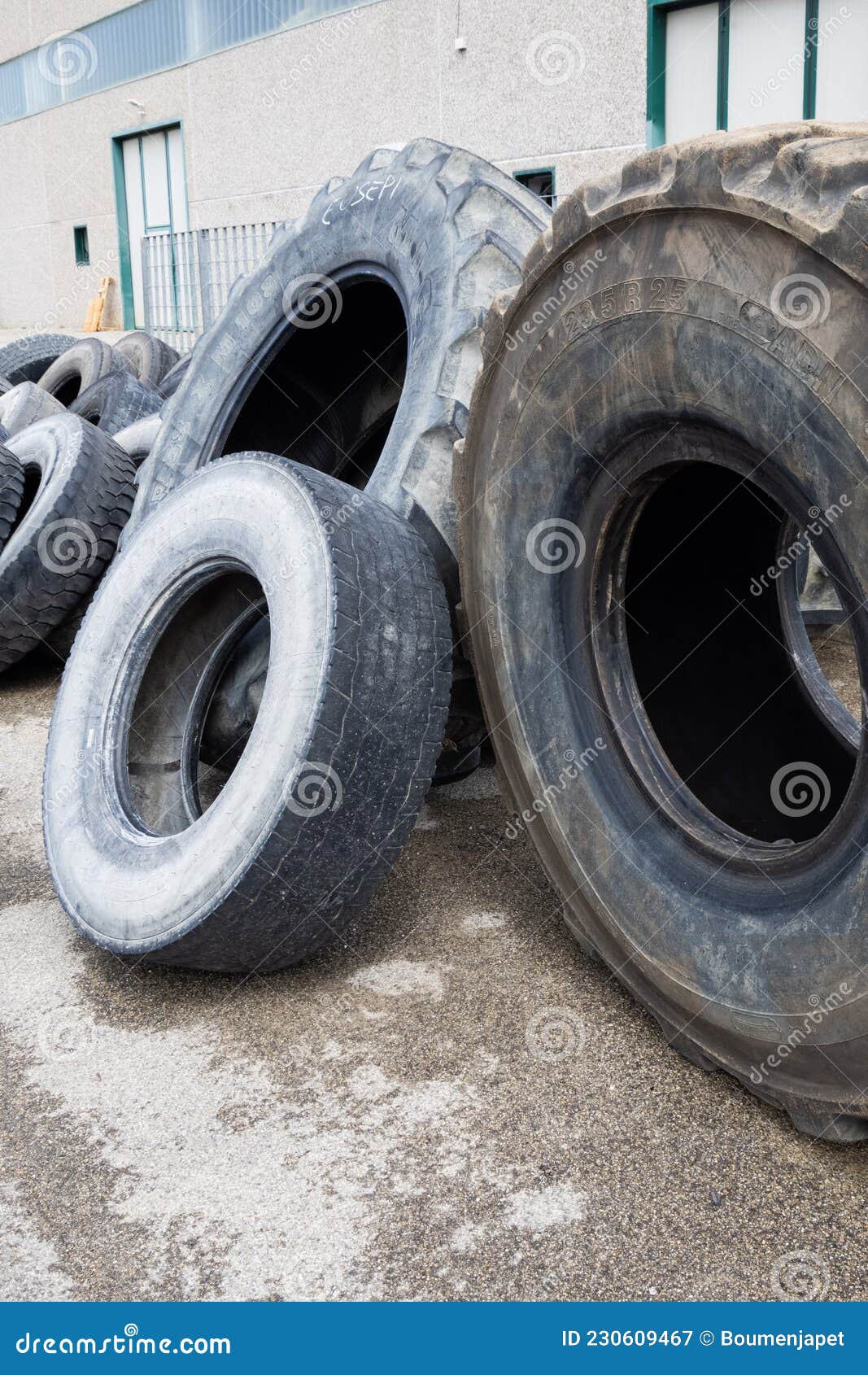 Stack of Old Used Tires of Different Sizes and Types in Abandoned Scrap ...