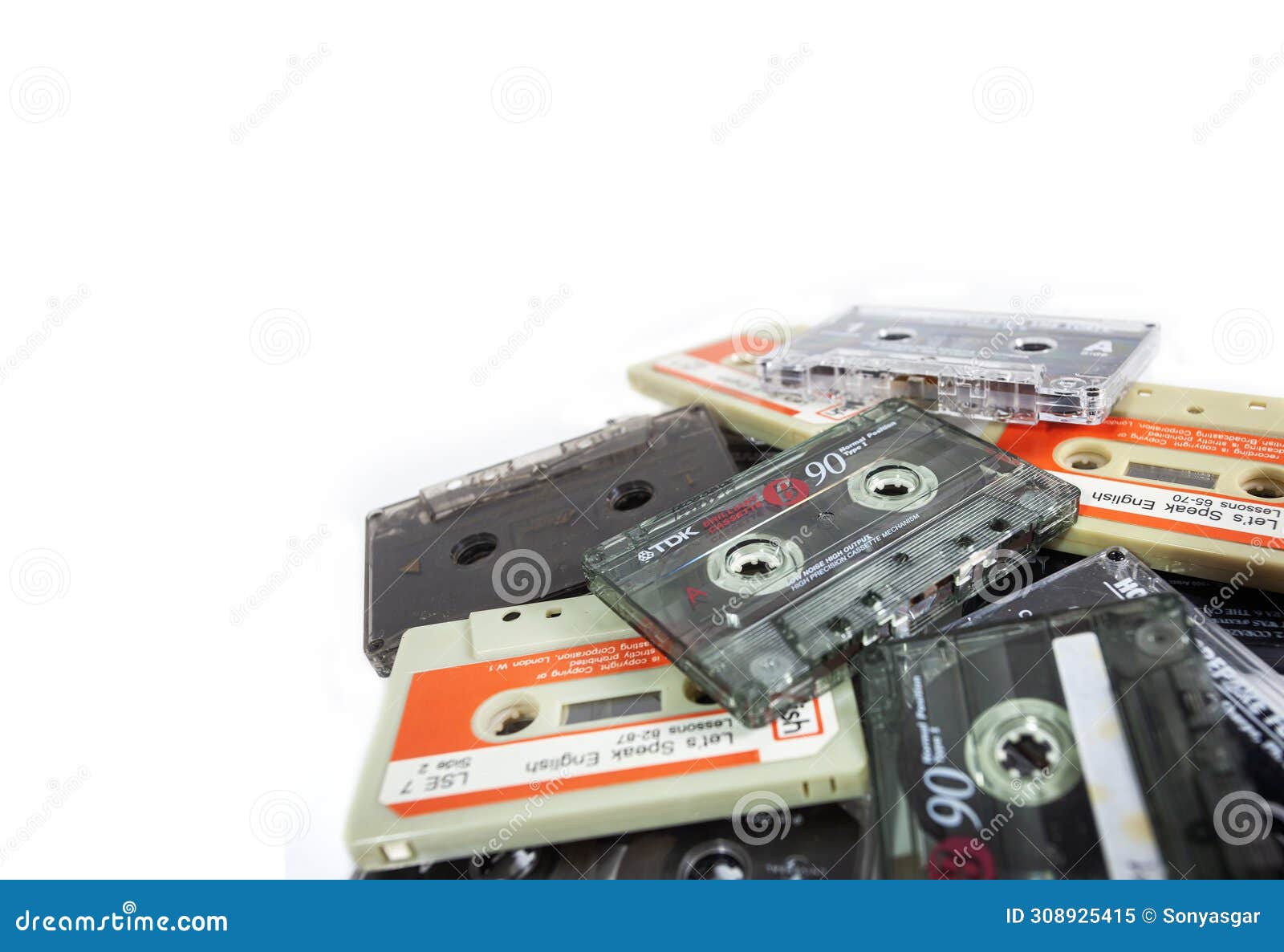 Stack of Vintage Cassettes Isolated on White Background Stock Image ...