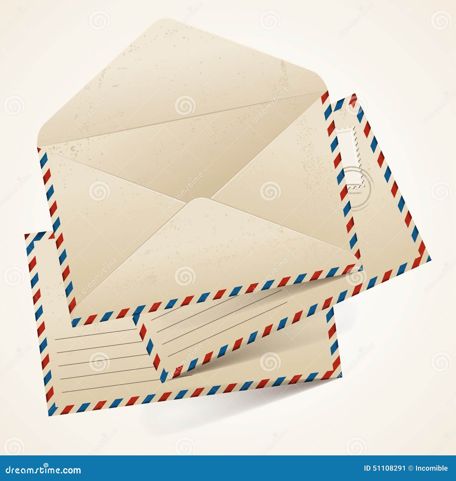 Stack of Old Vintage Envelopes Stock Vector - Illustration of message ...