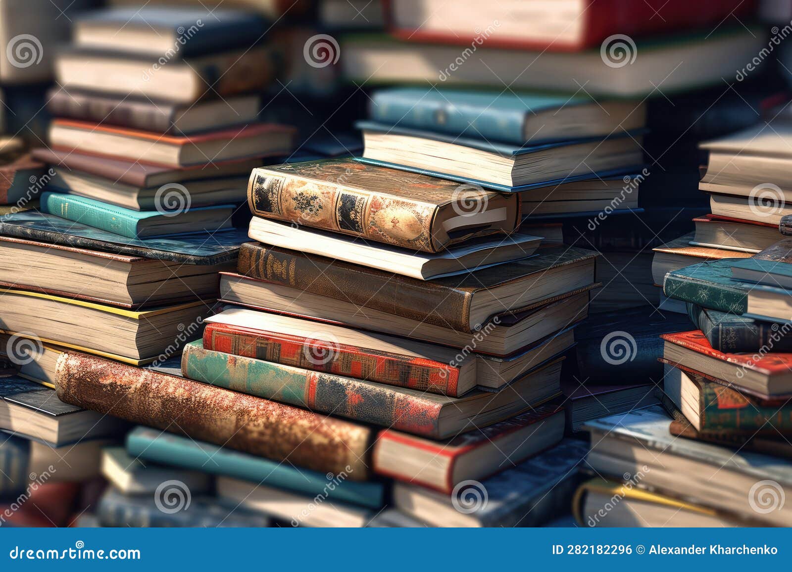 Stack of Old Vintage Retro Books Piled One Next To Another Extreme ...