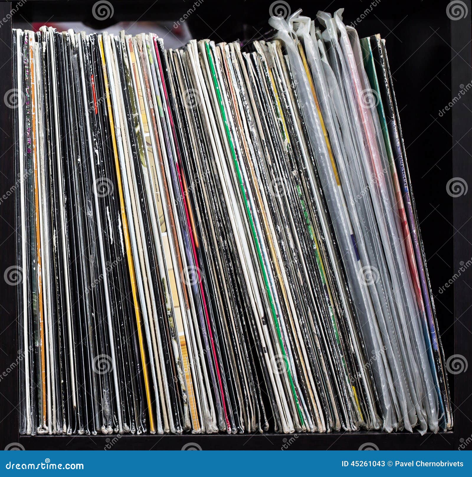 Stack of old vinyl records stock image. Image of record - 45261043