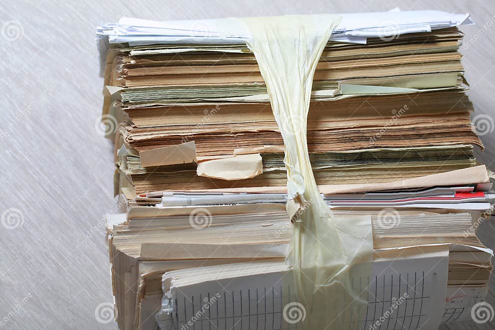 Stack Old of Waste Paper Staked Recycle Stock Image - Image of ...