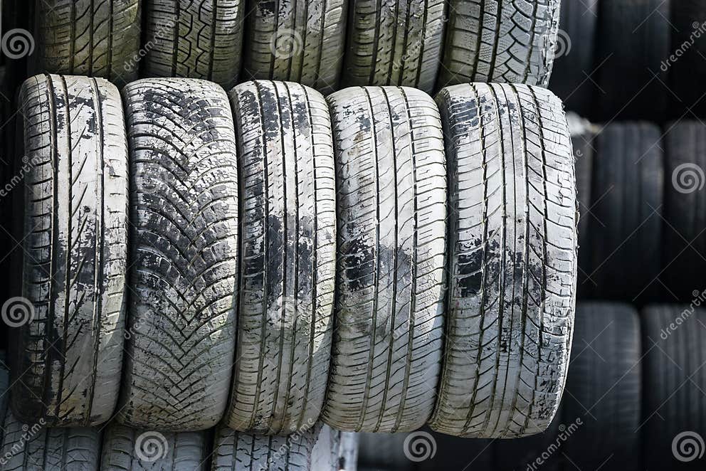 Stack of Old Wheel Black Tyre Texture Background Stock Image - Image of ...