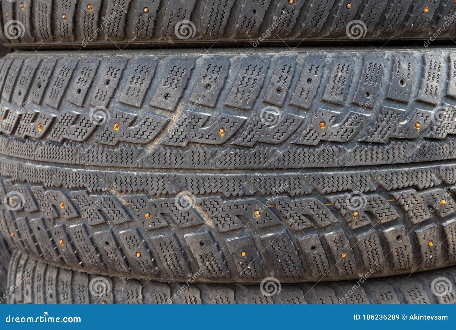 Stack of Old Winter Tires with Spikes Stock Image - Image of breakage ...