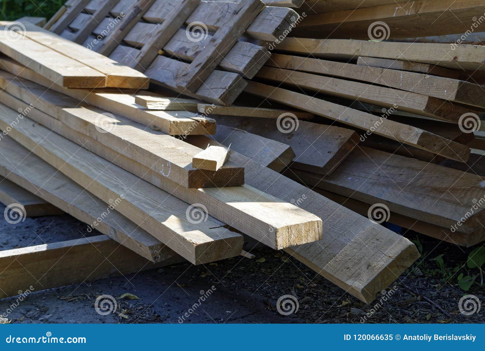 Stack of old wooden boards stock image. Image of lumber - 120066635