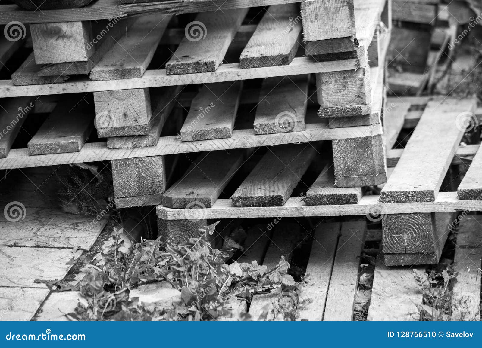 Stack of Old Wooden Pallets Stock Photo - Image of board, background ...