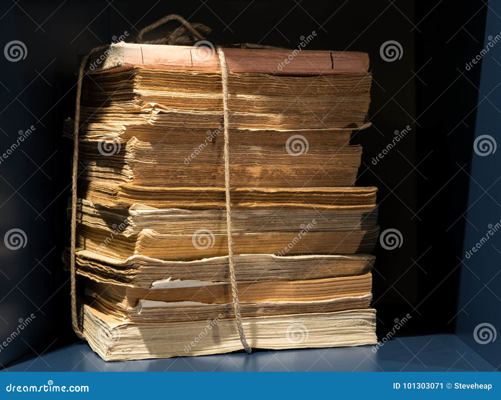 Stack of Old Yellowed Books and Papers Stock Image - Image of archive ...
