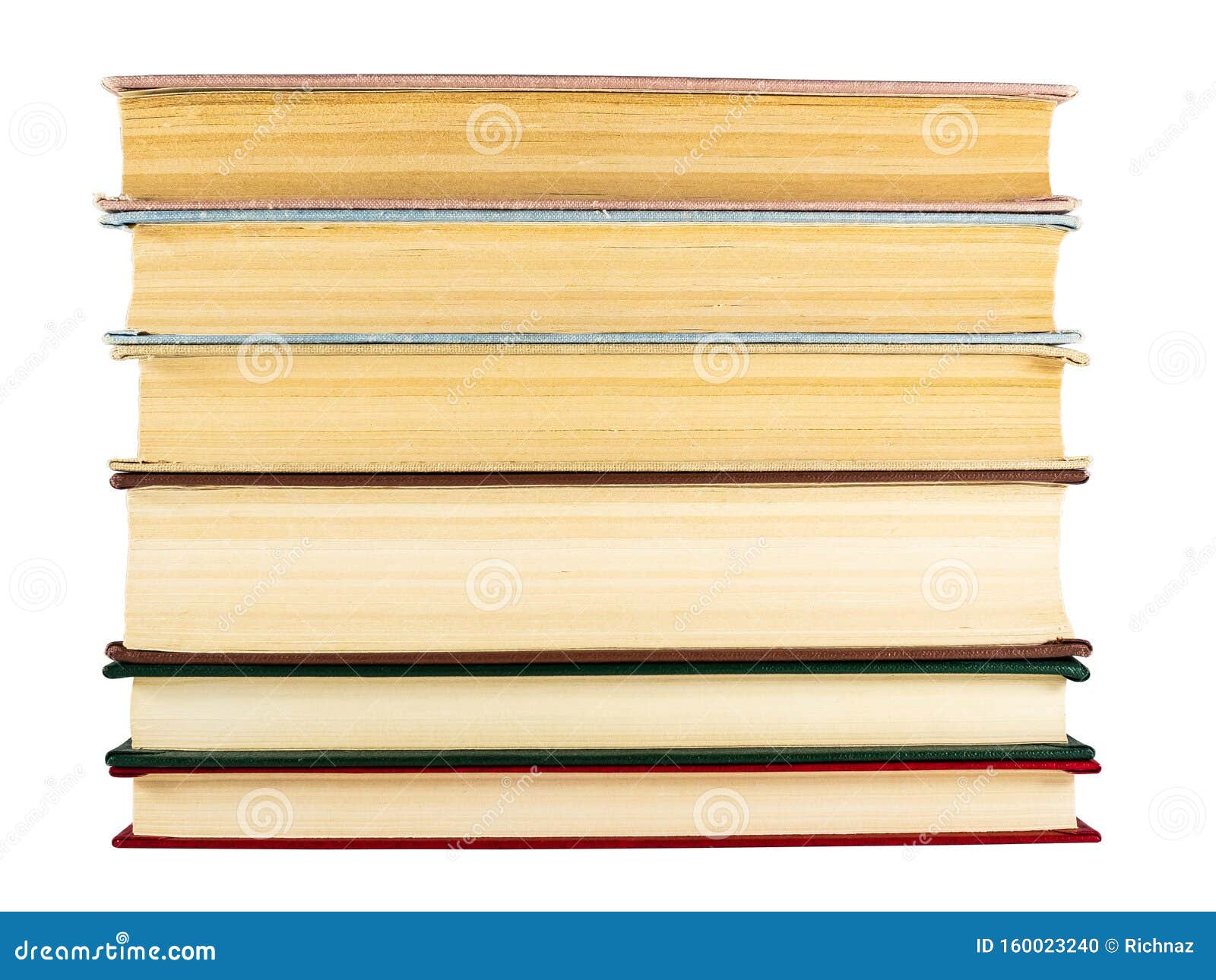 A Stack of Old Yellowed Books on a White Background Stock Photo - Image ...
