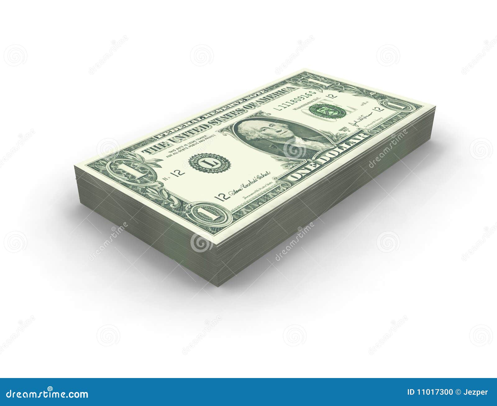 Stack of One Dollar Bank Notes Stock Illustration - Illustration of ...