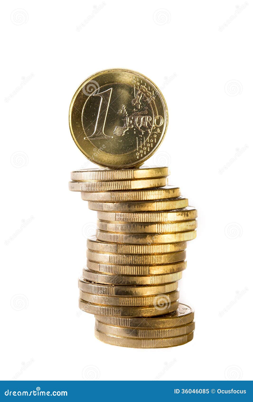 A stack of one Euro coins stock image. Image of crunch - 36046085