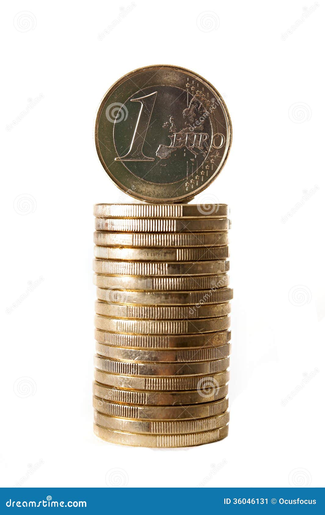 A stack of one Euro coins stock image. Image of finance - 36046131