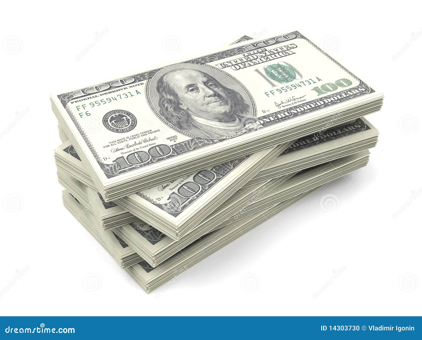 Stack Of One Hundred Dollar Bills Stock Photo - Image: 14303730