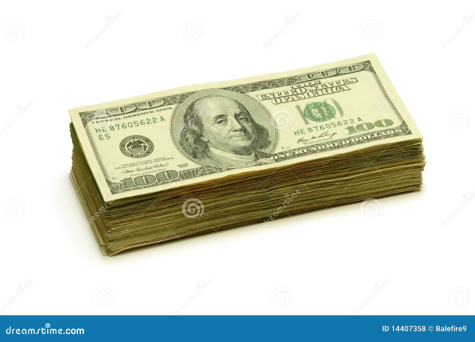 Stack of One Hundred Dollar Bills Stock Photo - Image of equities ...