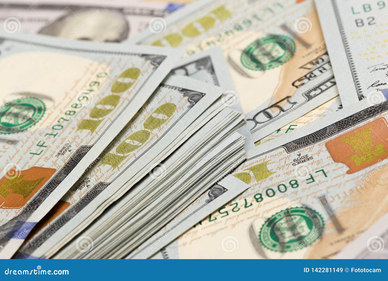 Stack of One Hundred Dollar Bills Close-up. - Image Stock Image - Image ...