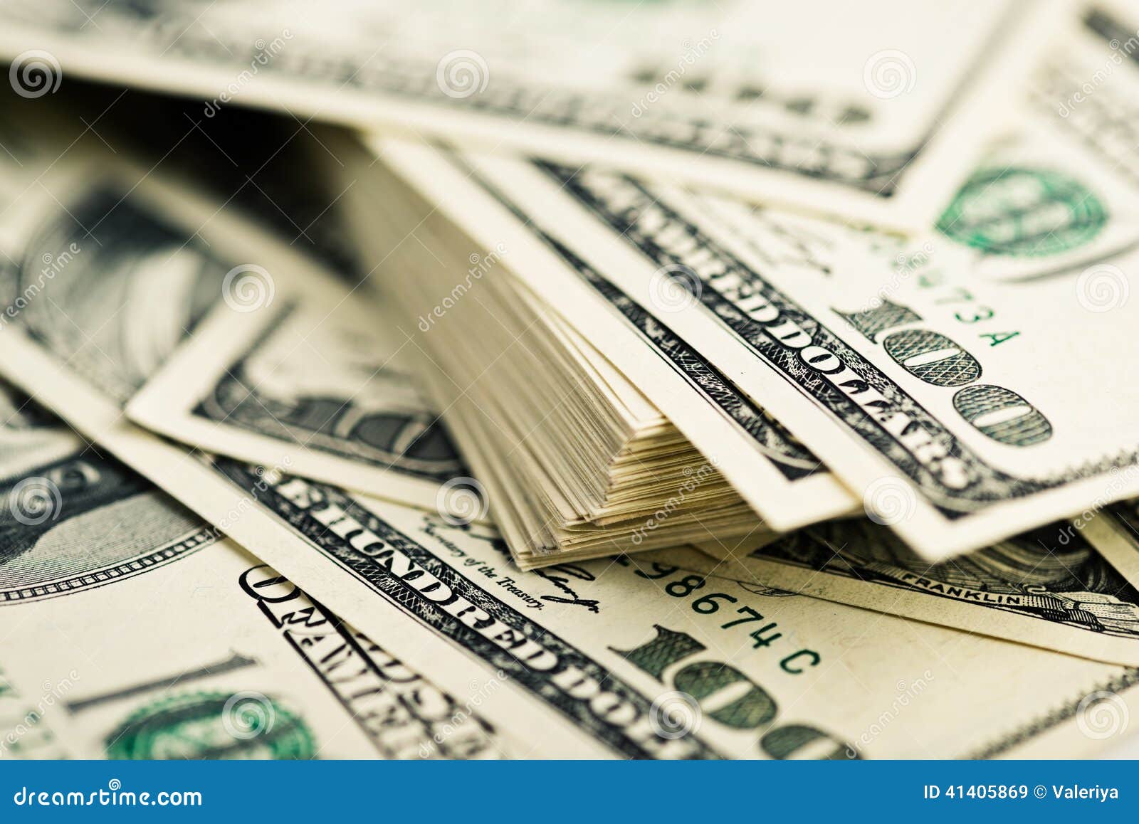 Stack of One Hundred Dollar Bills Close-up. Stock Image - Image of ...