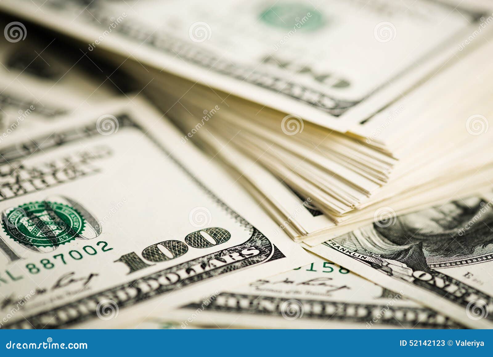 Stack of One Hundred Dollar Bills Close-up Stock Image - Image of ...