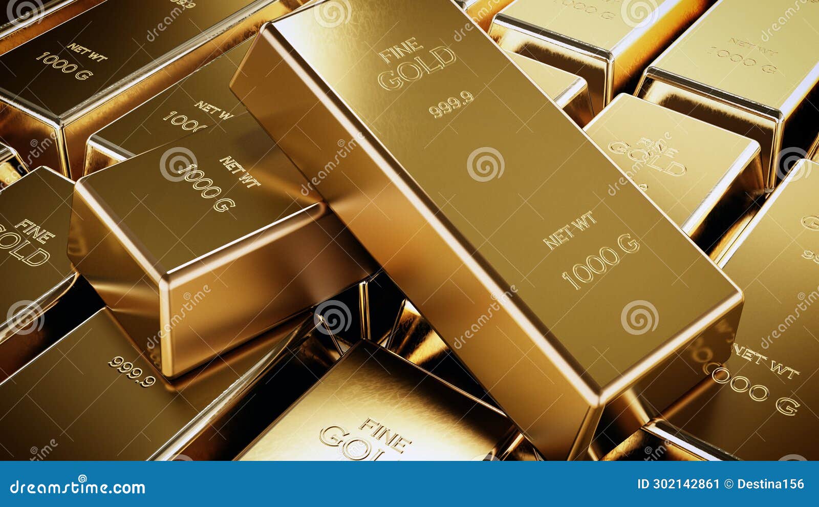 Stack of One Kilogram Gold Bars. 3D Illustration Stock Illustration ...