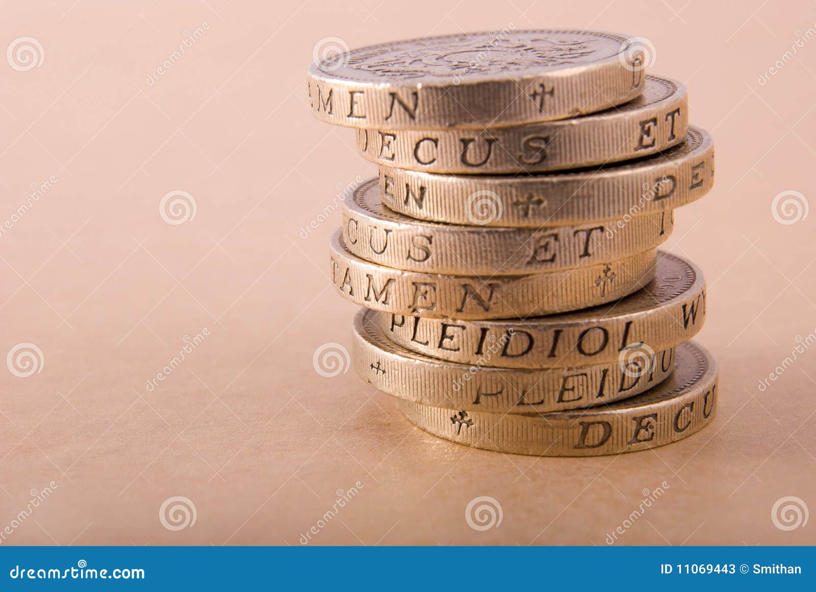 Stack of one pound coins stock image. Image of coins - 11069443