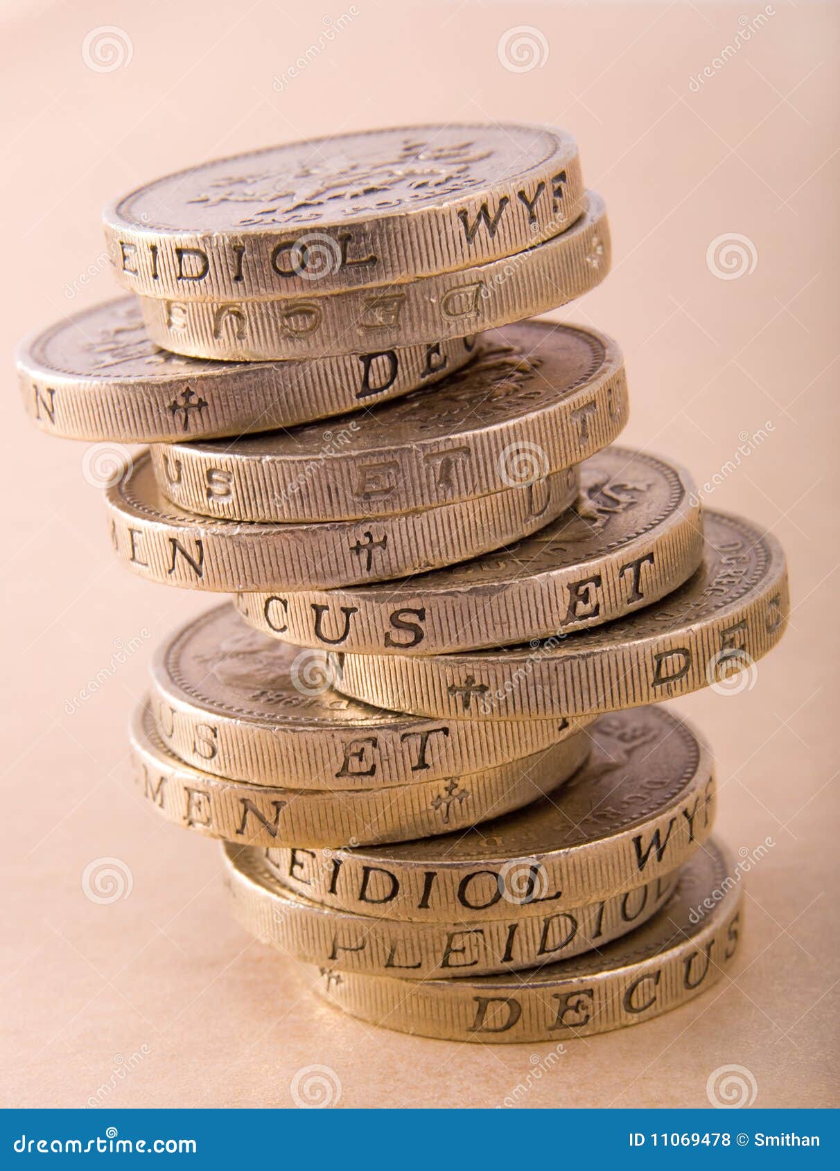 Stack of one pound coins stock photo. Image of wealth - 11069478
