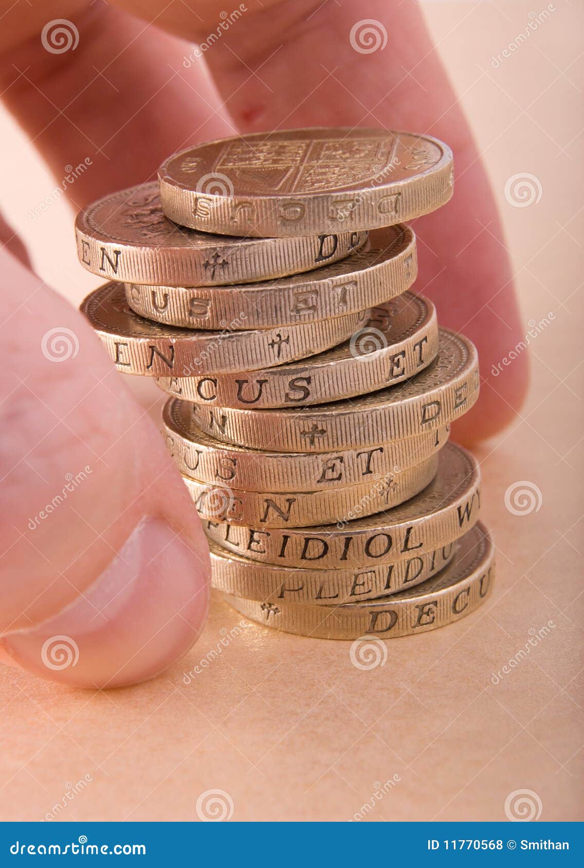 Stack of One Pound Coins stock photo. Image of currency - 11770568