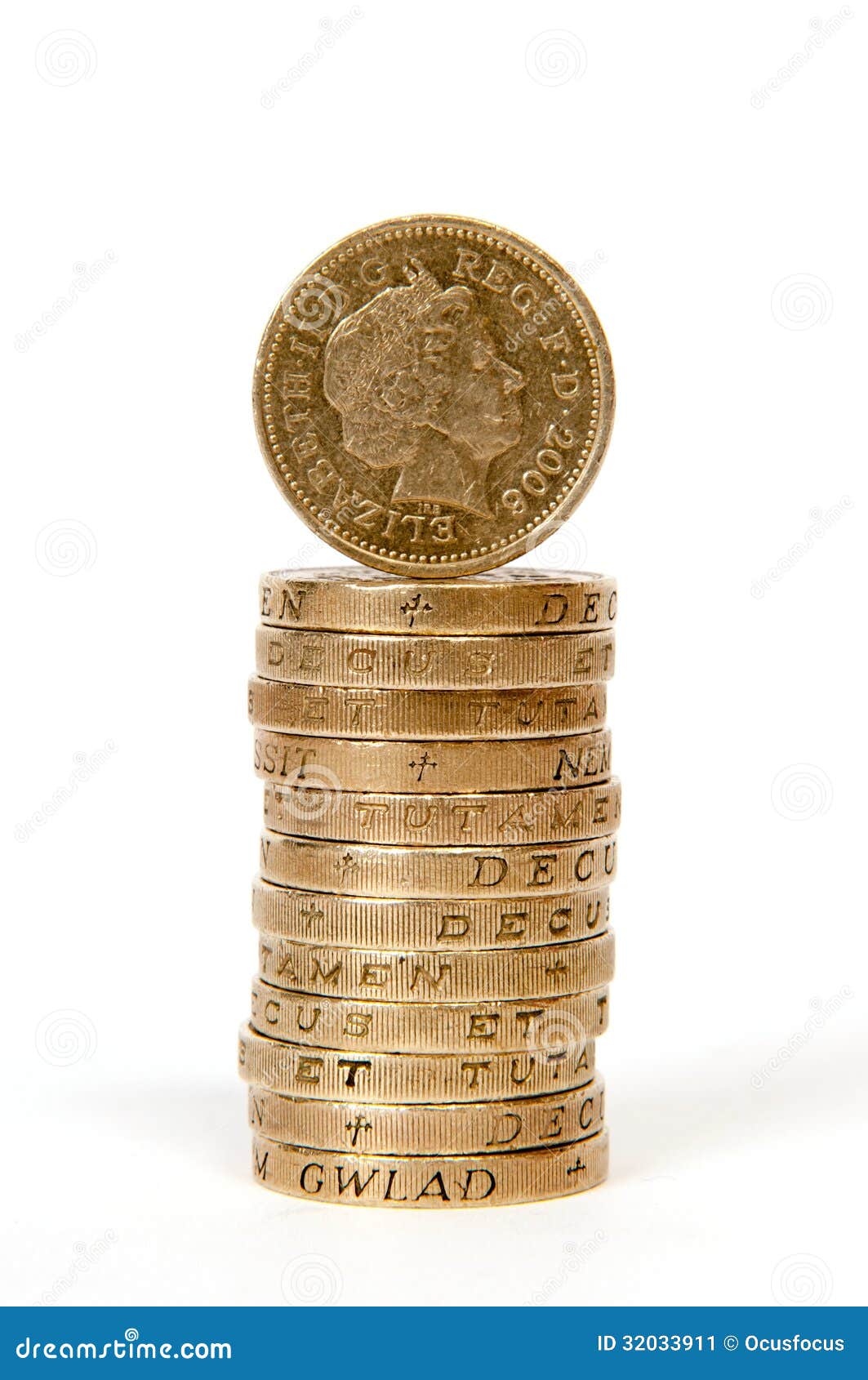 Stack of one pound coins editorial photo. Image of closeup - 32033911