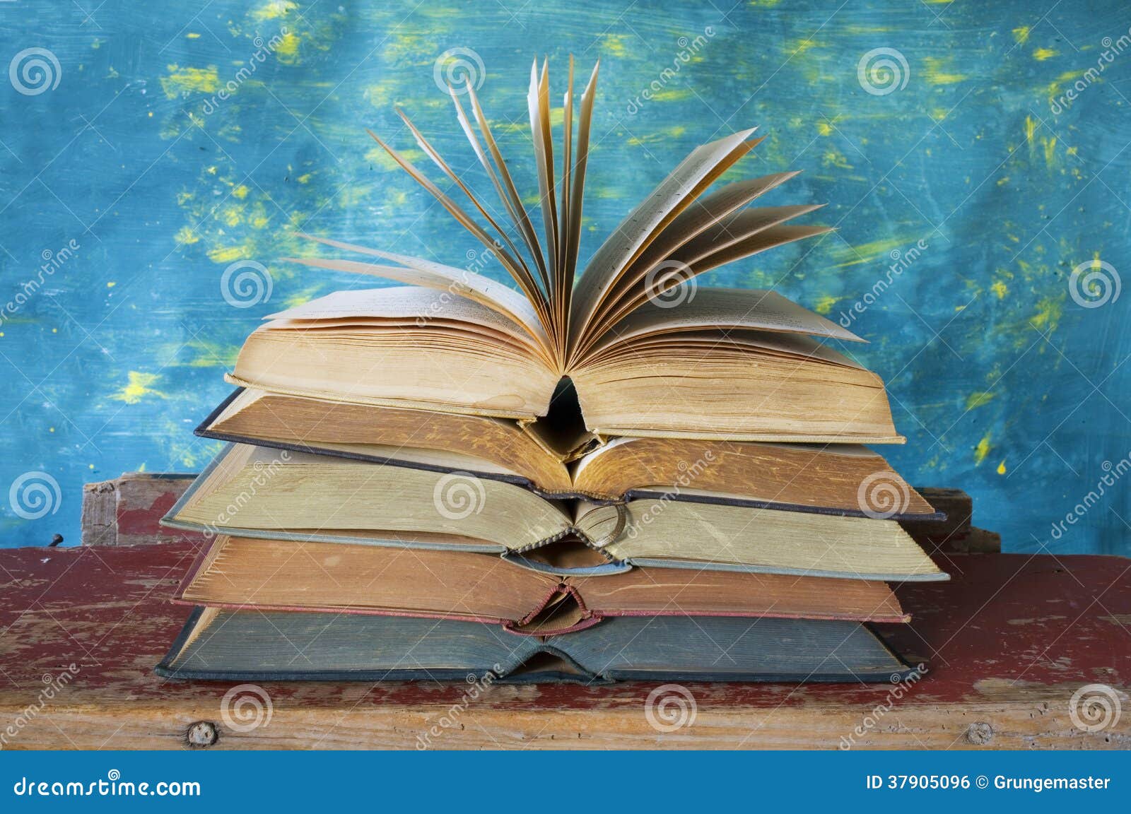 Stack of open books stock photo. Image of green, desk - 37905096