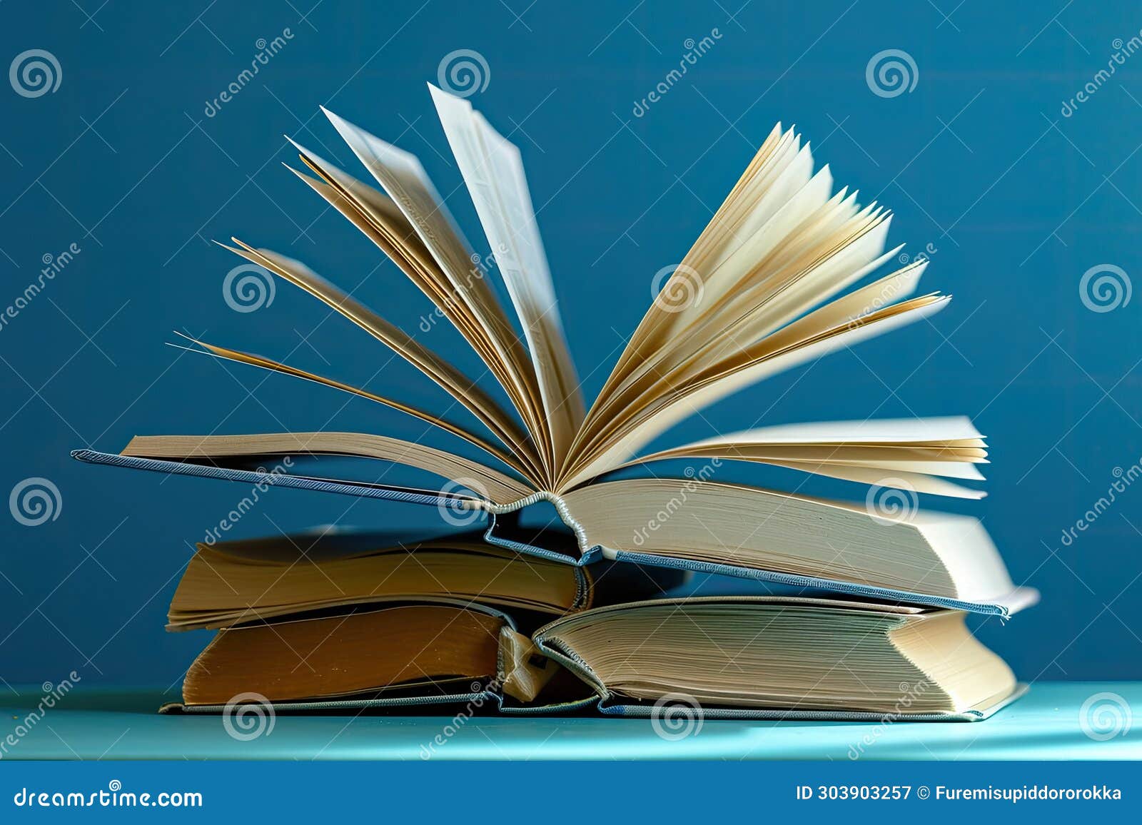 A Stack of Open Books with Pages Fluttering, Conveying the Notion of ...