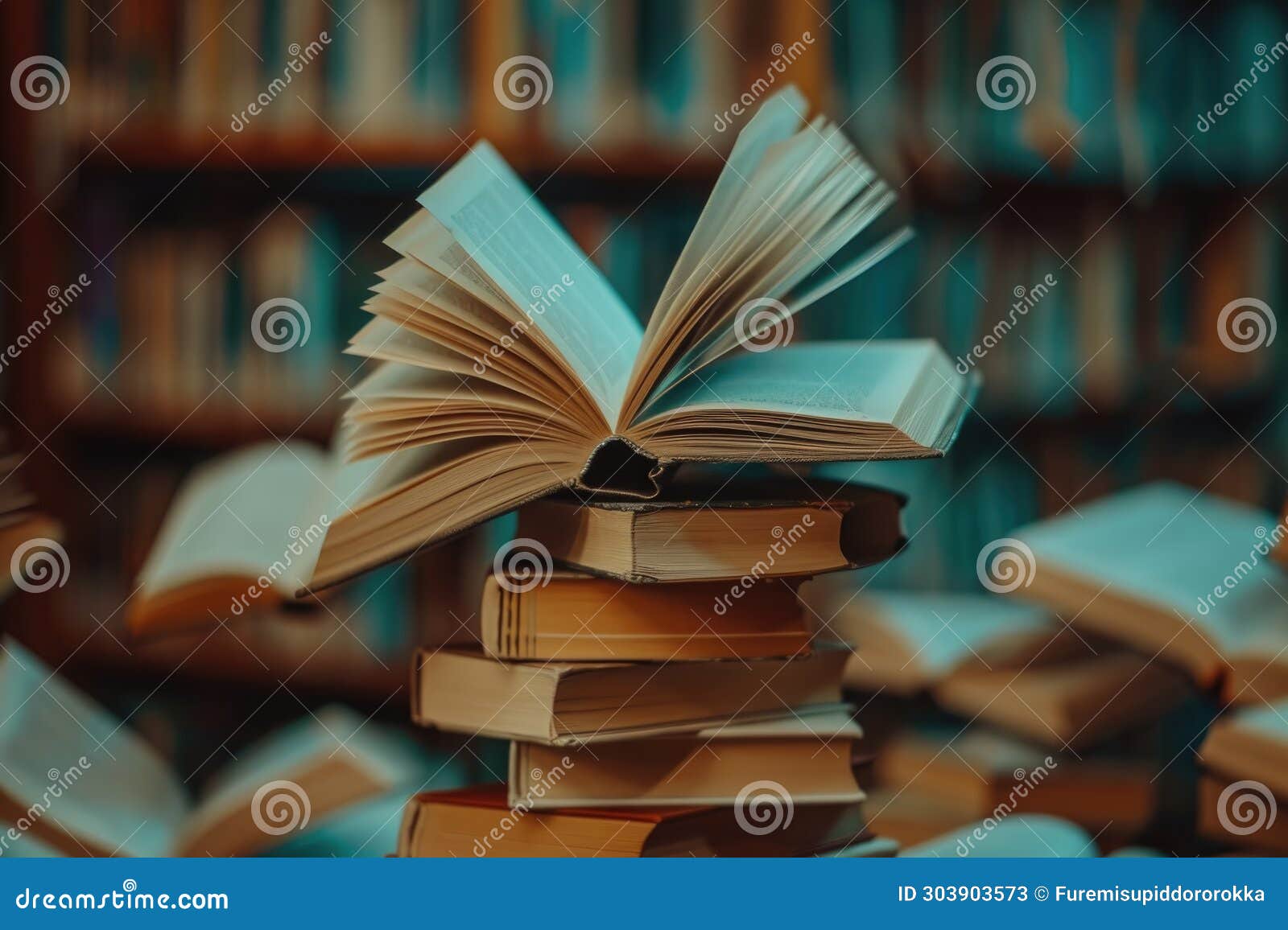 A Stack of Open Books with Pages Fluttering, Conveying the Notion of ...