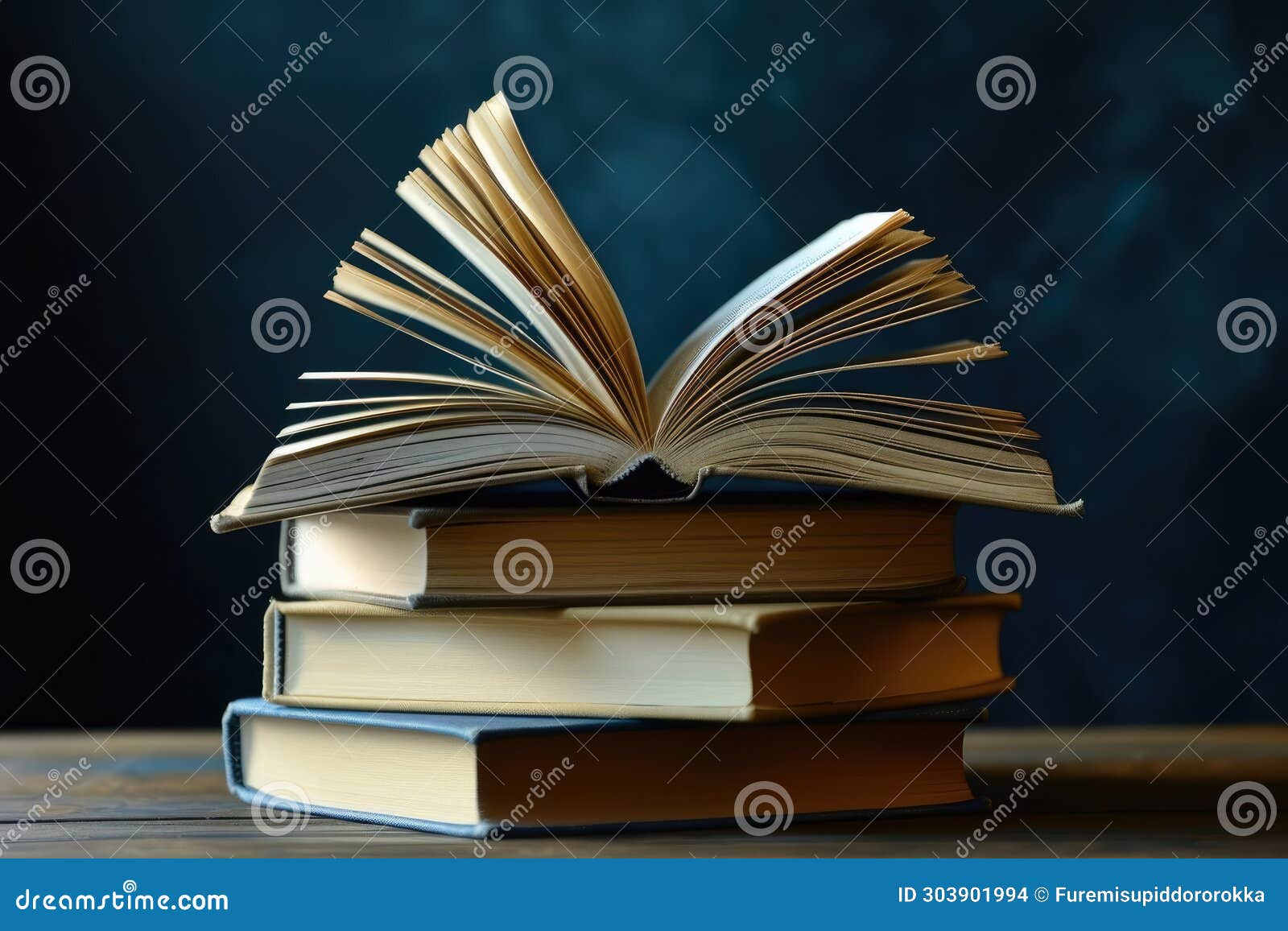 A Stack of Open Books with Pages Fluttering, Conveying the Notion of ...