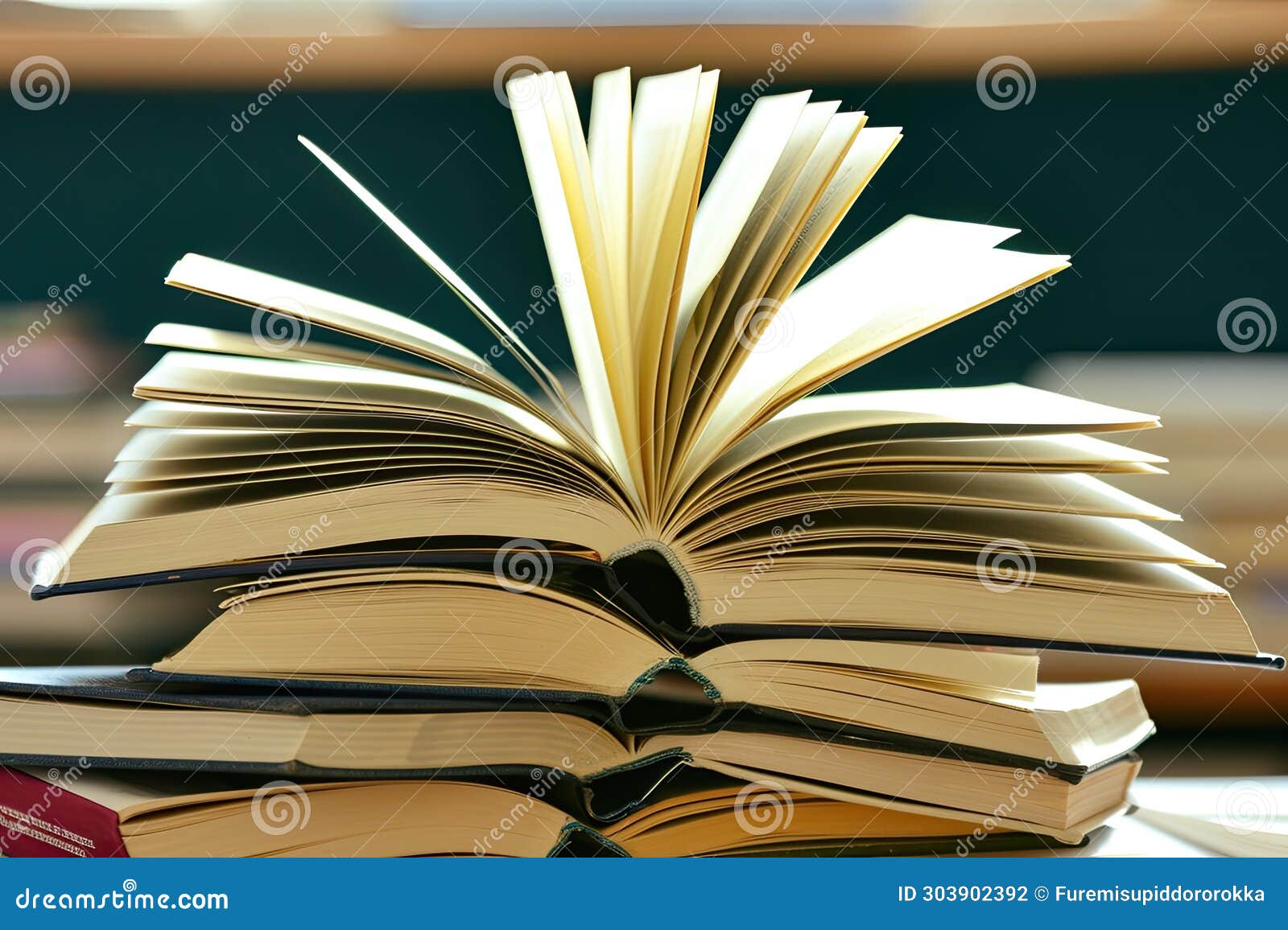 A Stack of Open Books with Pages Fluttering, Conveying the Notion of ...
