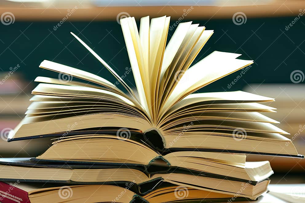 A Stack of Open Books with Pages Fluttering, Conveying the Notion of ...