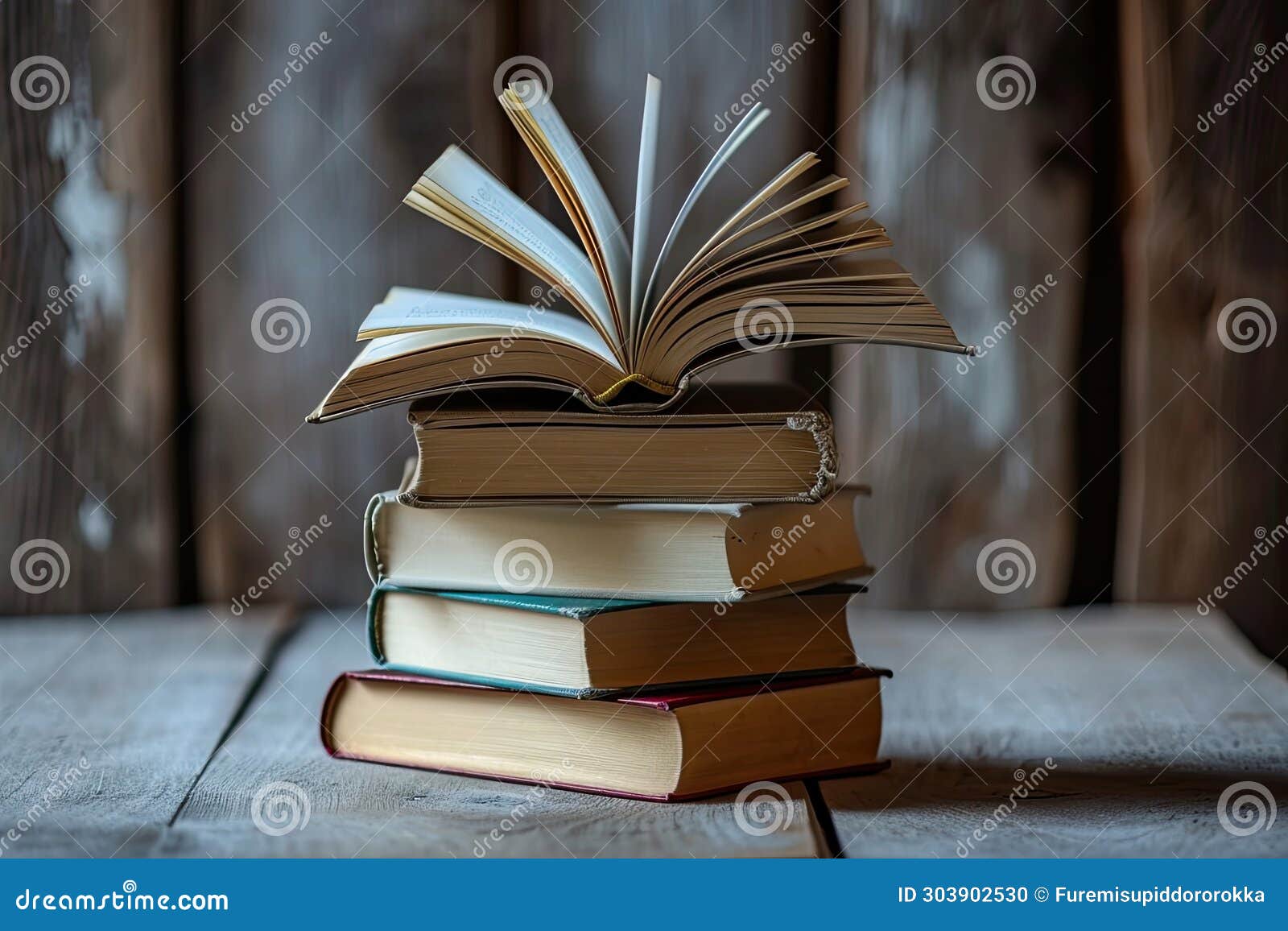 A Stack of Open Books with Pages Fluttering, Conveying the Notion of ...