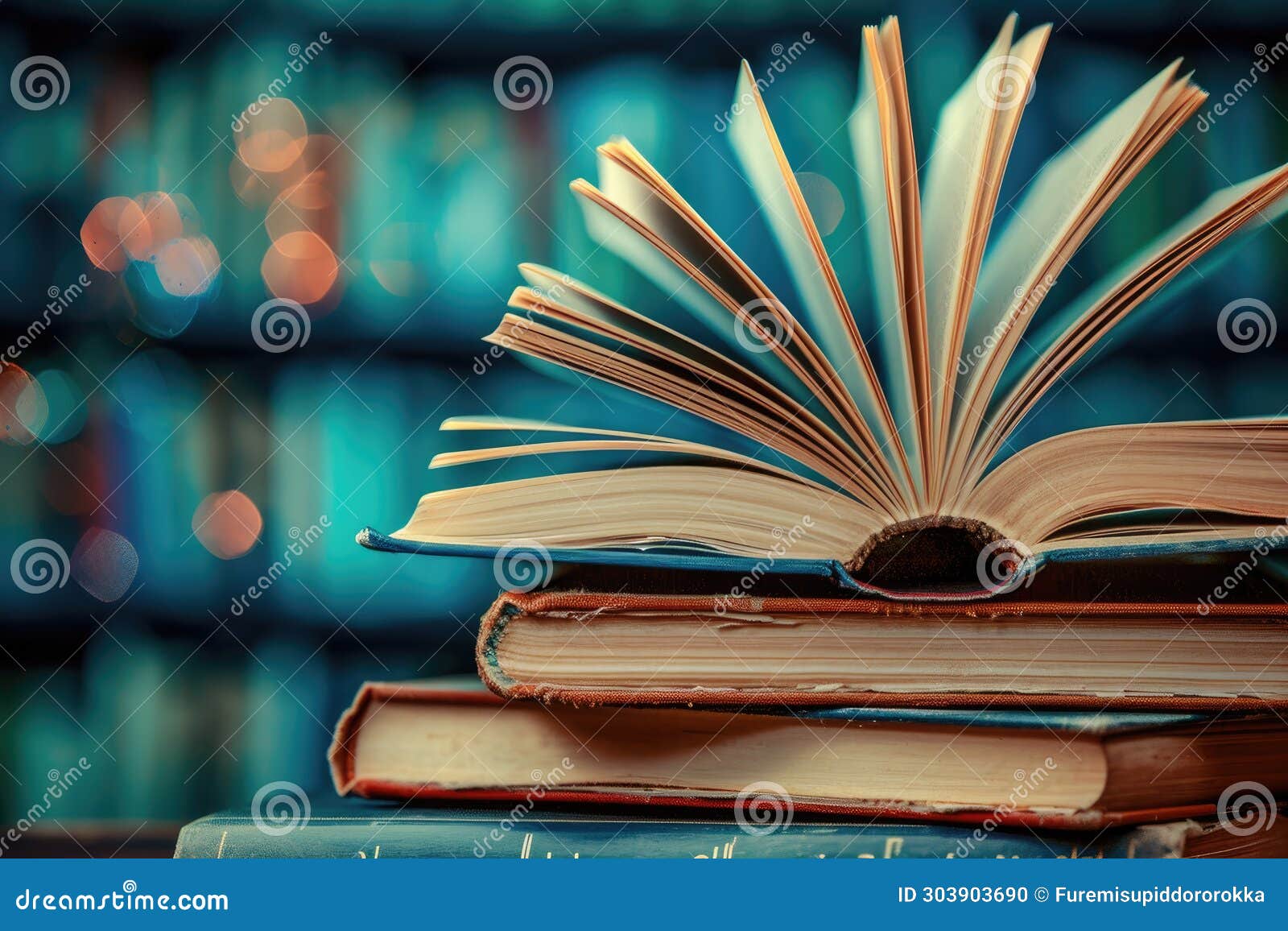 A Stack of Open Books with Pages Fluttering, Conveying the Notion of ...