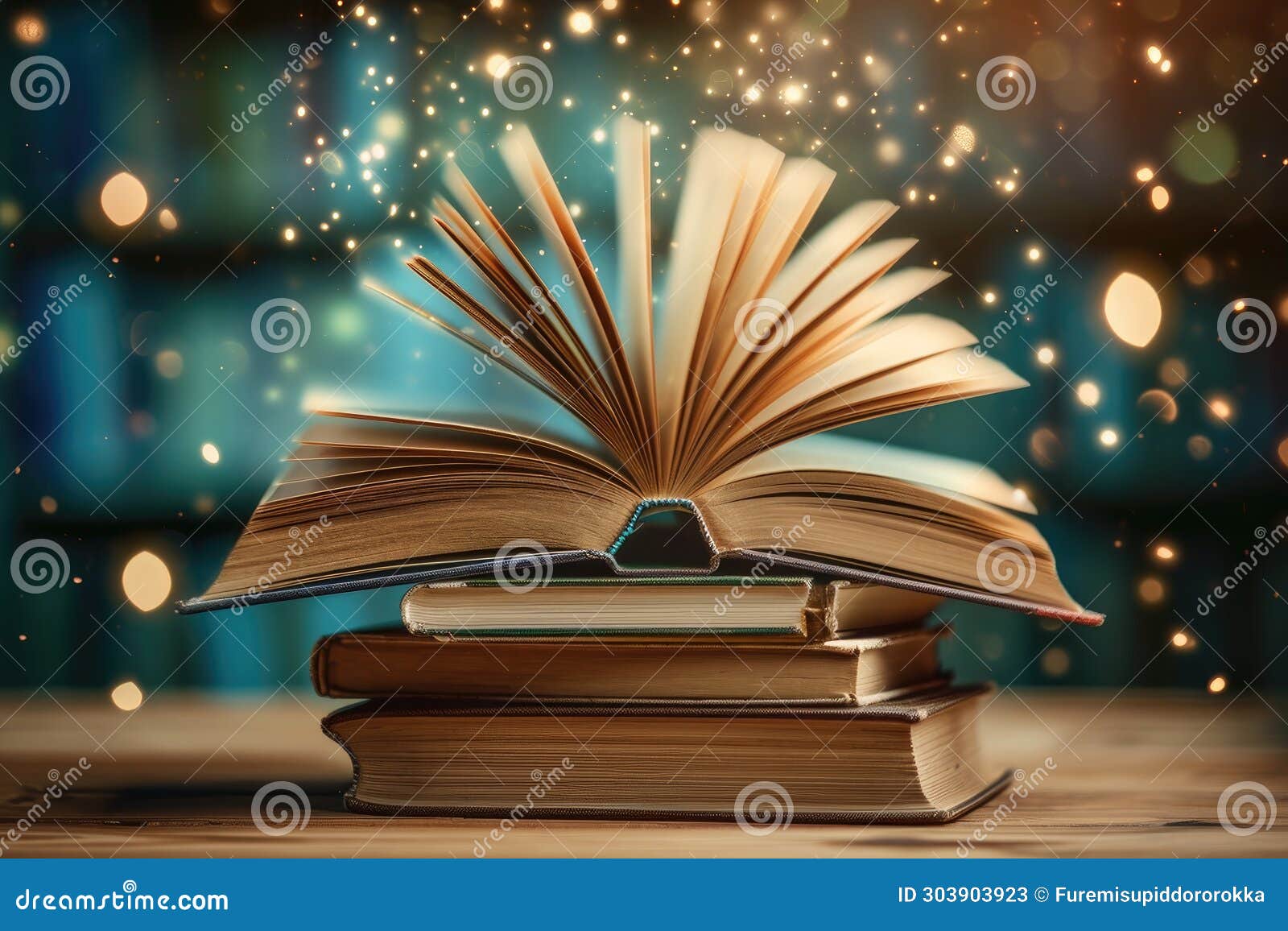 A Stack of Open Books with Pages Fluttering, Conveying the Notion of ...